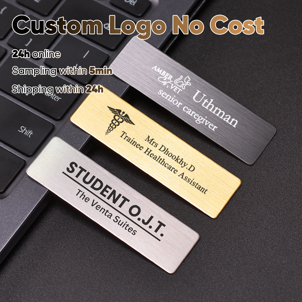 70x20MM Engrave Your Logo Text Plate Customize Badge Personalize Brooch ...