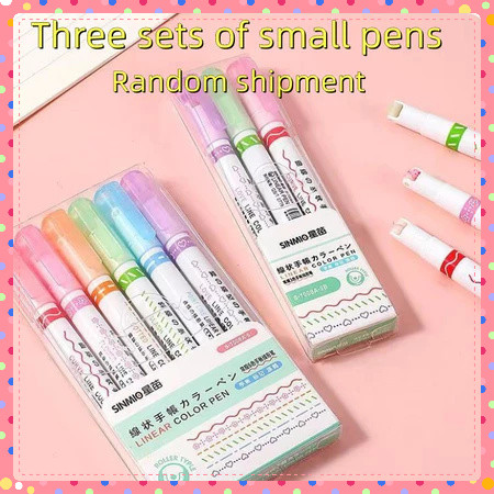 COD 6pcs Line Shaped Highlighter Pen Multi Color Roller Tip Curve Liner ...