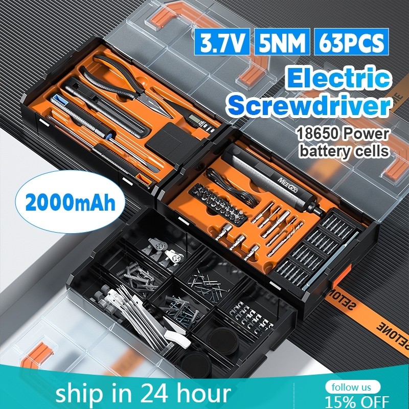 TaskTool Cordless Electric Screwdriver Drill 3.7V Rechargeable Repair ...