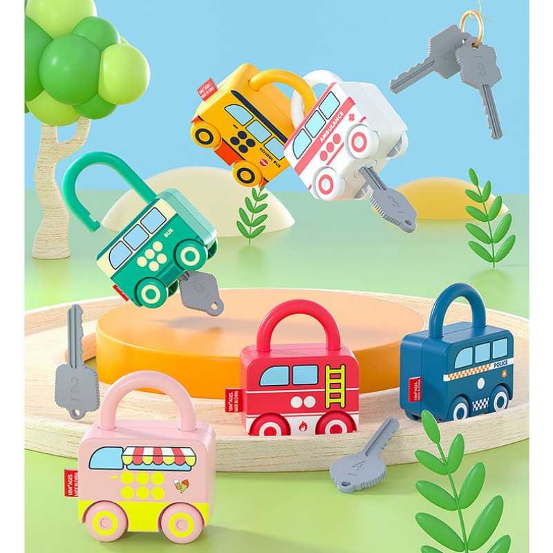 Baby Learning Lock with Key Car Games Montessori Educational Toy Number ...