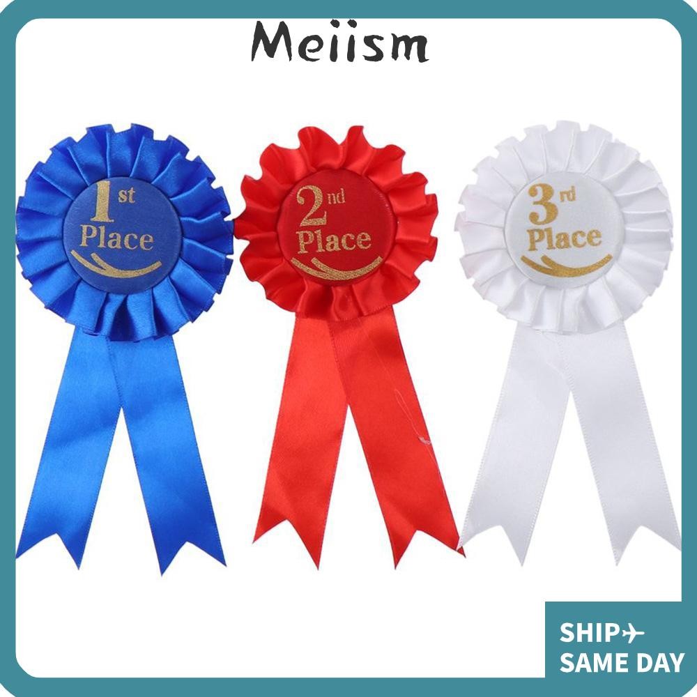 MEIISM Rosette Ribbon, Recognition Ribbons Blue,Red,White Ribbon Award Set, Honorable Ribbon ...