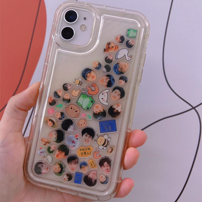 Luxury Clear Shockproof Customized Shaker Phone Case DIY Heads Acrylic ...