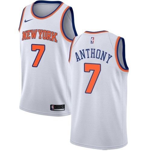 NBA Heat Pressed Men's White New York Knicks #7 Carmelo Anthony 2020-21 ...