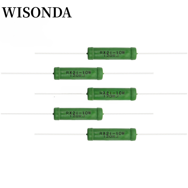 5pcs RX21 10W Wire Wound Resistance 5% 1R 10R 100R 1K 10K 12K 15K 20R ...