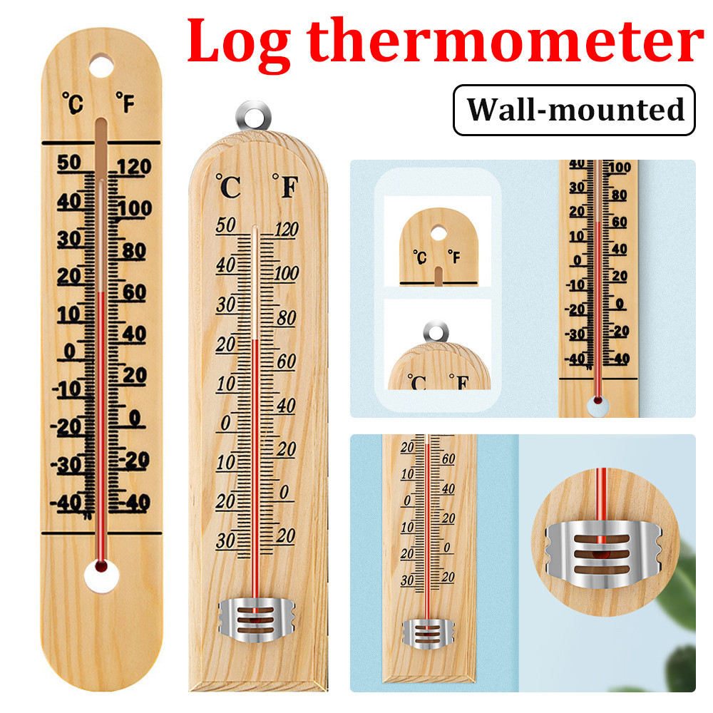 VOKTTA Wood Wall Hang Thermometer Indoor Outdoor Logger Meter Garden ...