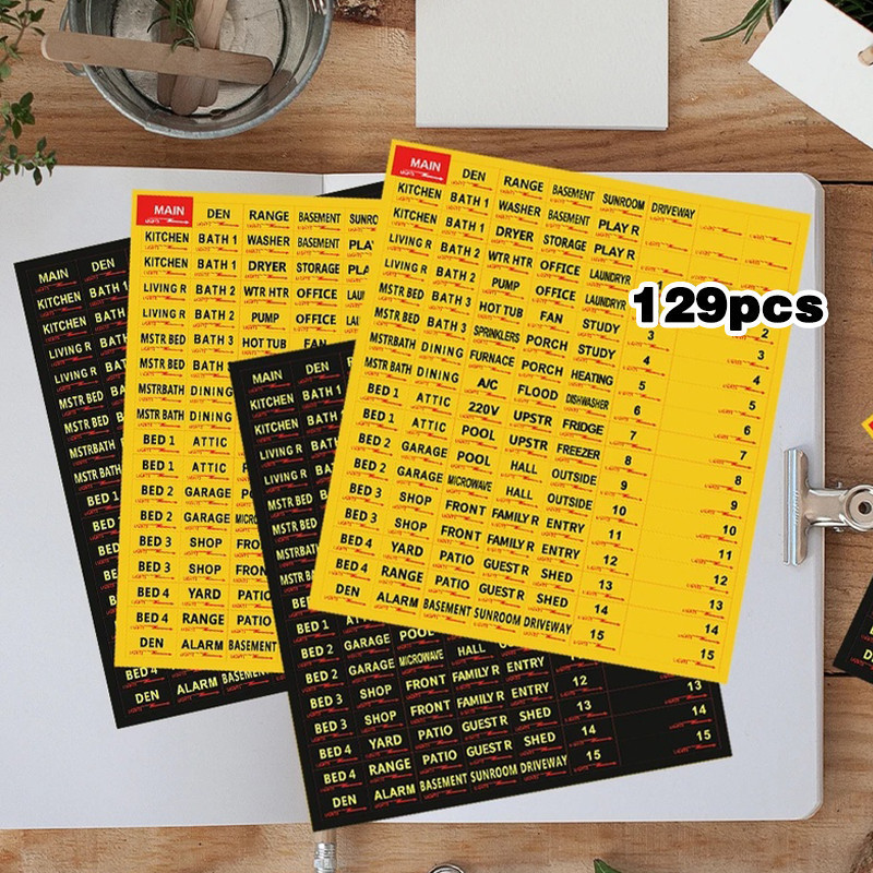 129pcs 18.5x16.5cm Electrical Box Panel Label Sticker Circuit Fuse Box ...