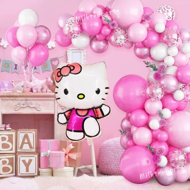 Hello Kitty Balloon Garland Arch Kit Pink Number Set For Girl's ...