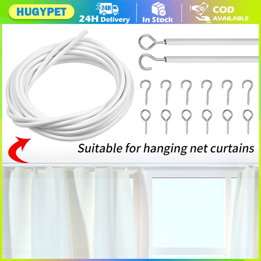 2/5m Window Cord PVC Cable Net Curtain Wire White Windows Curtain ...
