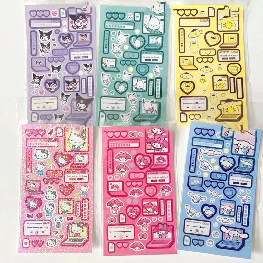 Sparkling Cute Stickers Kuromi cinnamoroll stickers Journal Toploader ...