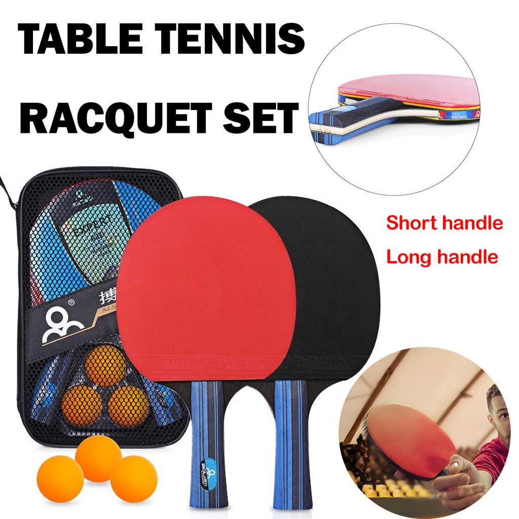 Ping Pong Racket Set With Double Rubber Table Tennis Bat Carbon and 3 ...