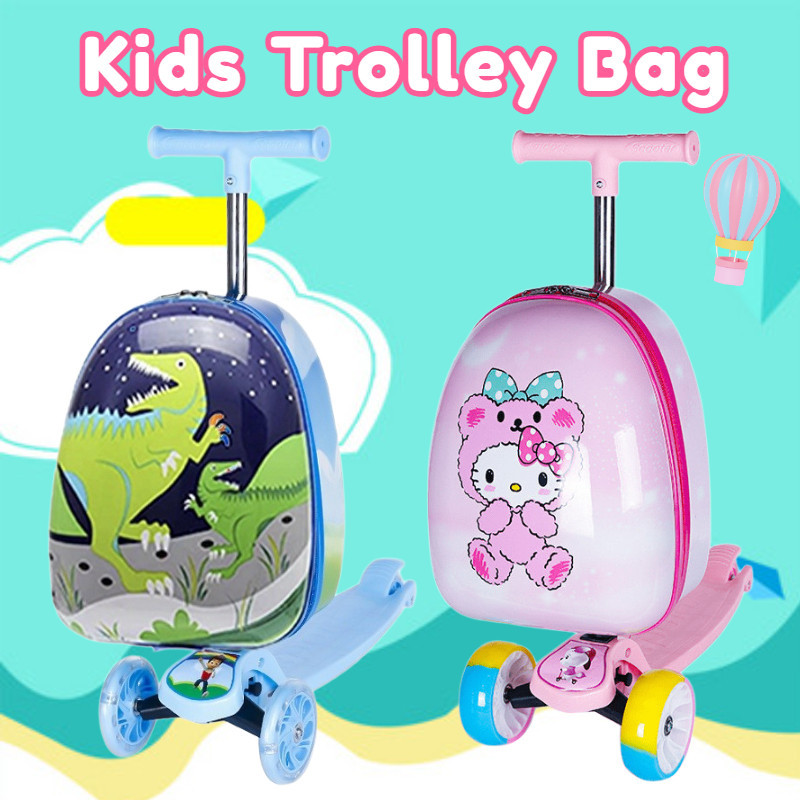 Trolley Bag for Kids Girls Boys 16 inch Travel Luggage Flash Wheel ...