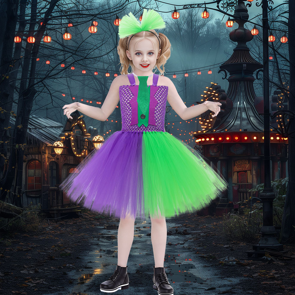 Halloween Clown Children's Costume Cos Anime Joker Stage Show Pompous ...