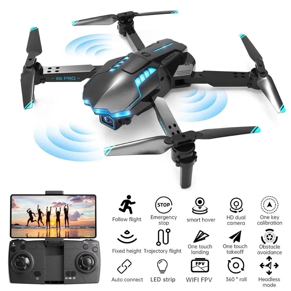 X6 Pro Drone With 4K Profession HD Dual Camera Foldable WiFi FPV Dron ...