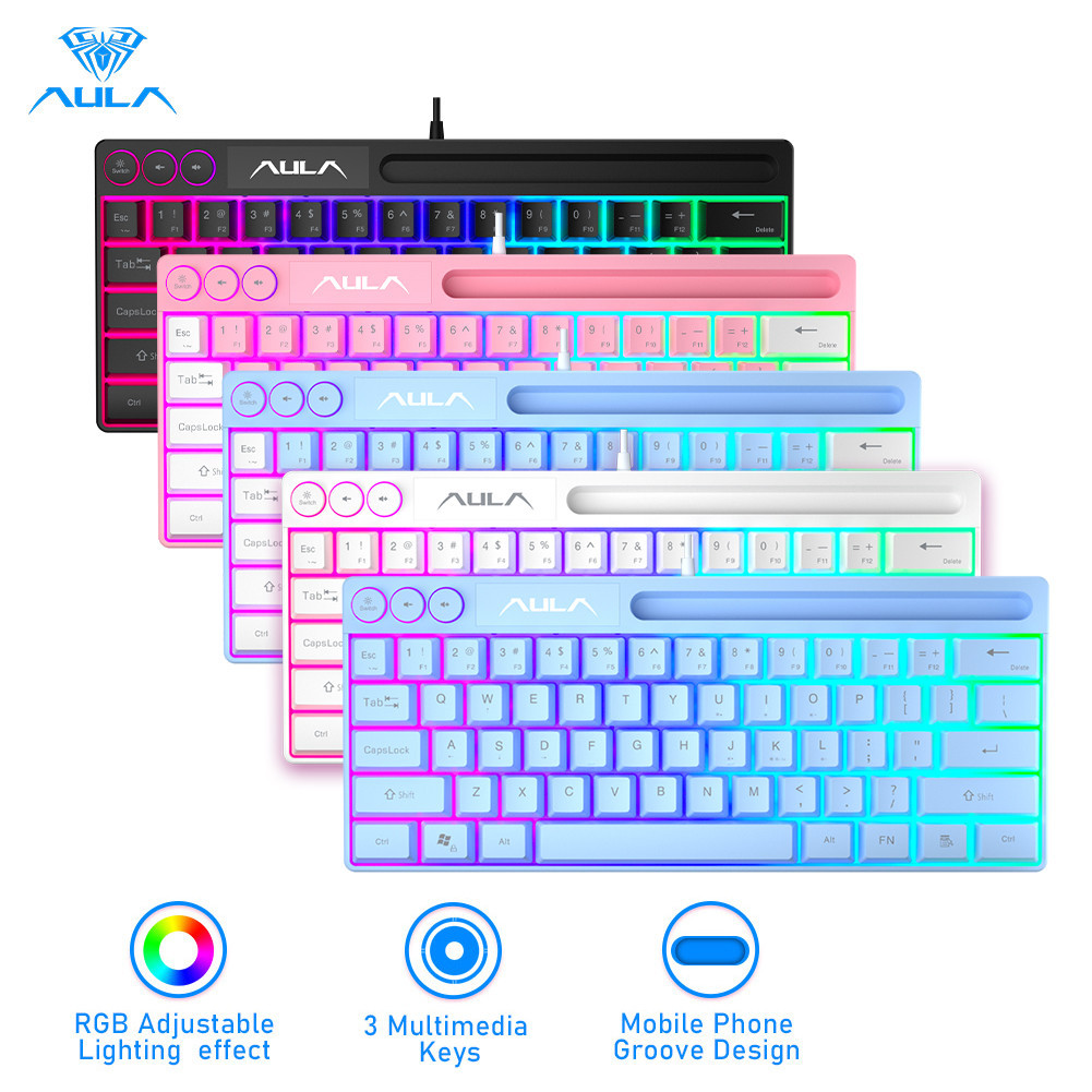 Aula F3061 61-Key Film Keyboard C-Type Wired Connection RGB Gaming ...