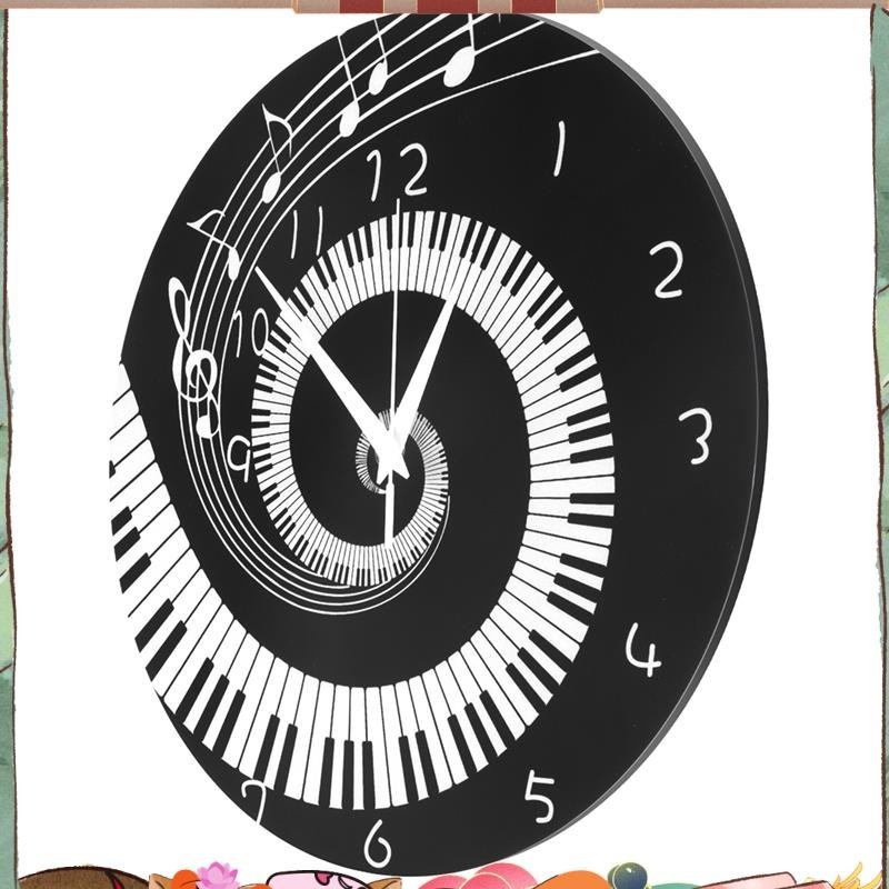 Elegant Piano Key Clock Music Notes Wave Round Modern Wall Clock ...