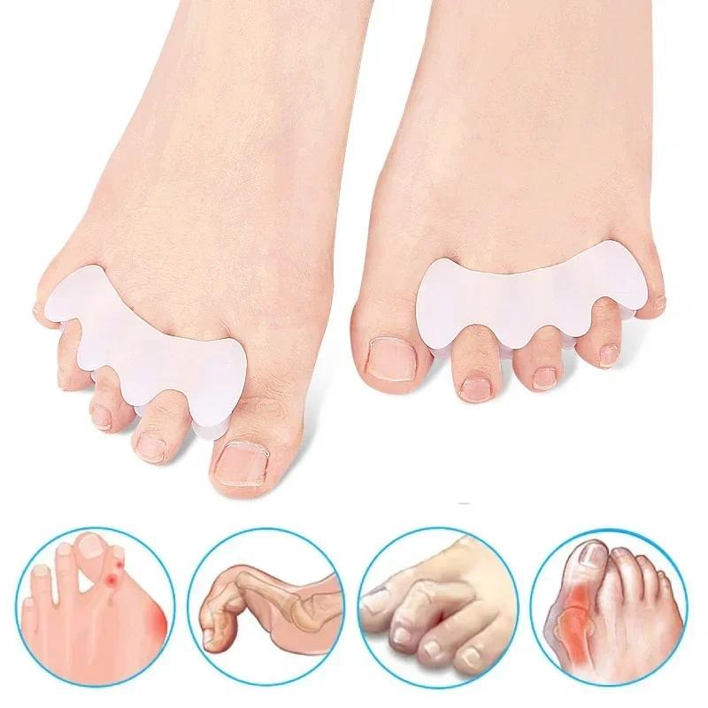 1Pair Hard Silicone Toe Finger Separator 3 Hole Orthopedic Spacers ...