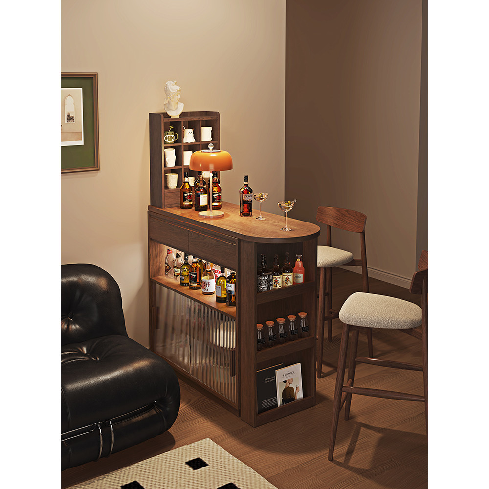 Solid Wood Extendable Bar Table Small Apartment Bar Table Home Living ...