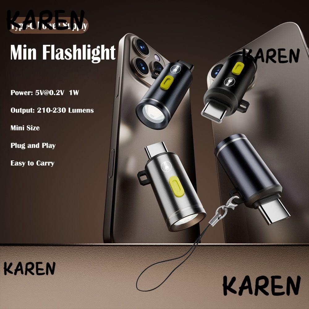 KAREN Type-C Mini Flashlight, 230 High Lumens with Lanyard USB C ...