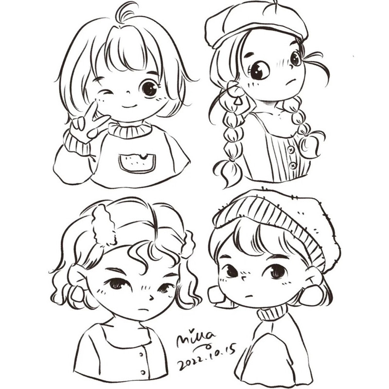 Kute baby portrait - Set of 30 A4 Coloring Pages for Wax, Pencil ...
