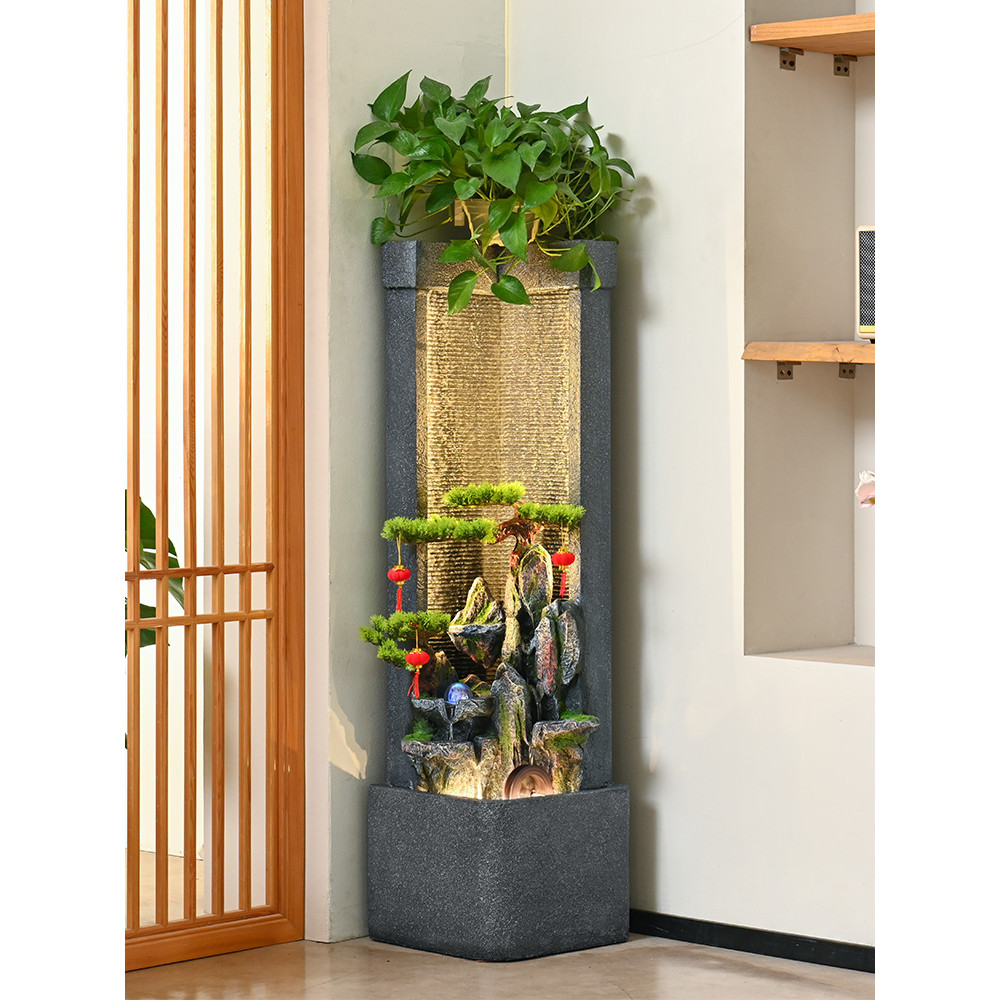 Floor Water Curtain Wall Fountain Landscape Rockery Water Flow Ornament ...