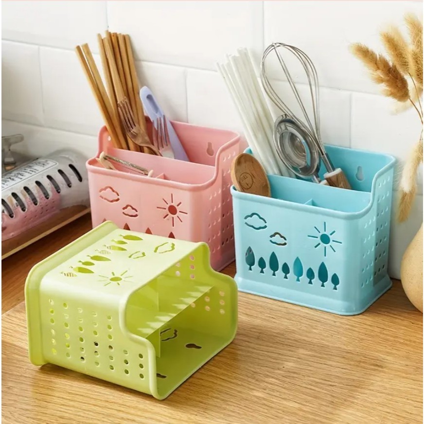 MK Wall Mounted Plastic Spoon Fork Knife Chopstick Kitchen Utensils Storage Organizer with ...