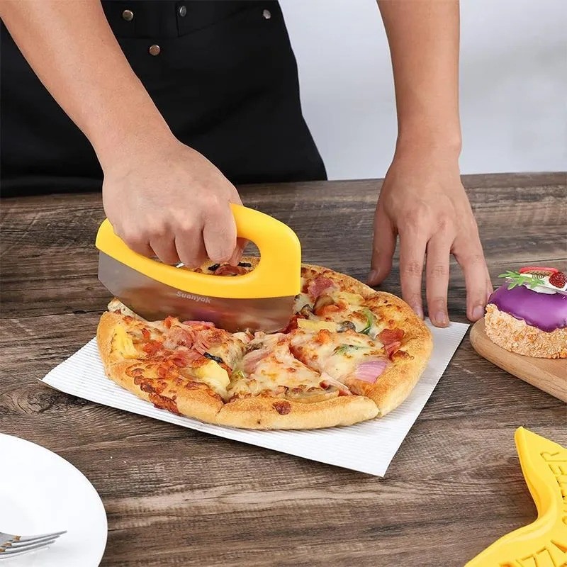 Stainless Steel Slicer Pizza Cutter Knife Semicircular Pizza Wheels ...