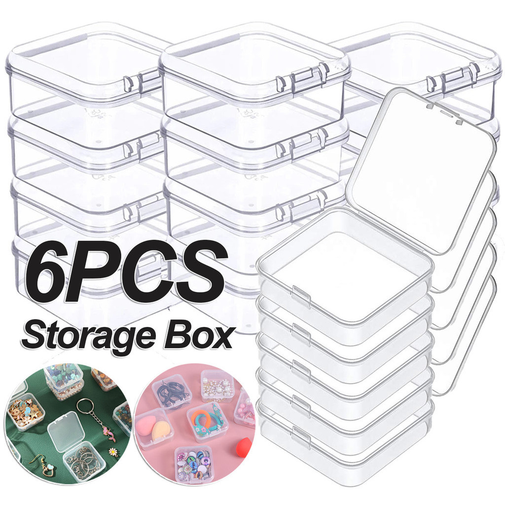 6 Pcs Pack Pins Jewelry Earplug Office Stationery Clear Clamshell Organizer Mini Storage Boxes ...