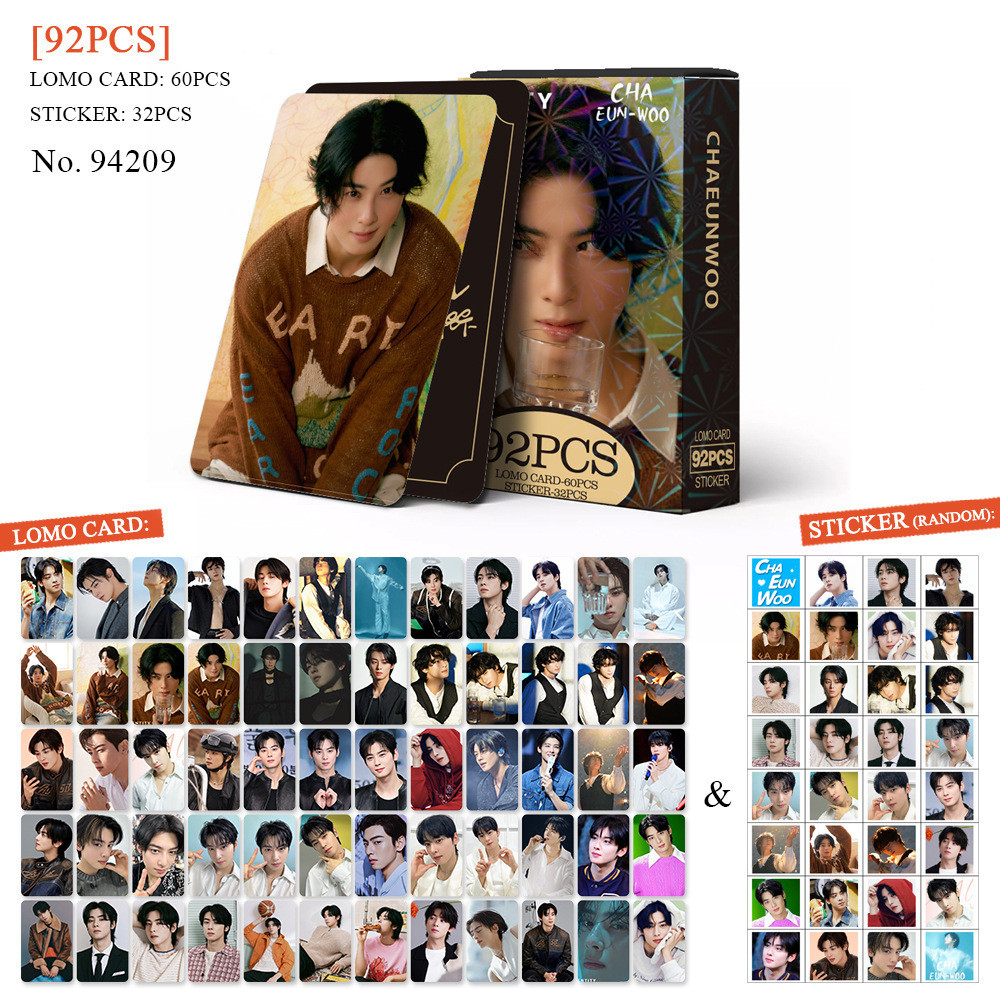 92pcs/box Cha Eun Woo Stickers Photocards Lomo Cards Kpop Postcards ...