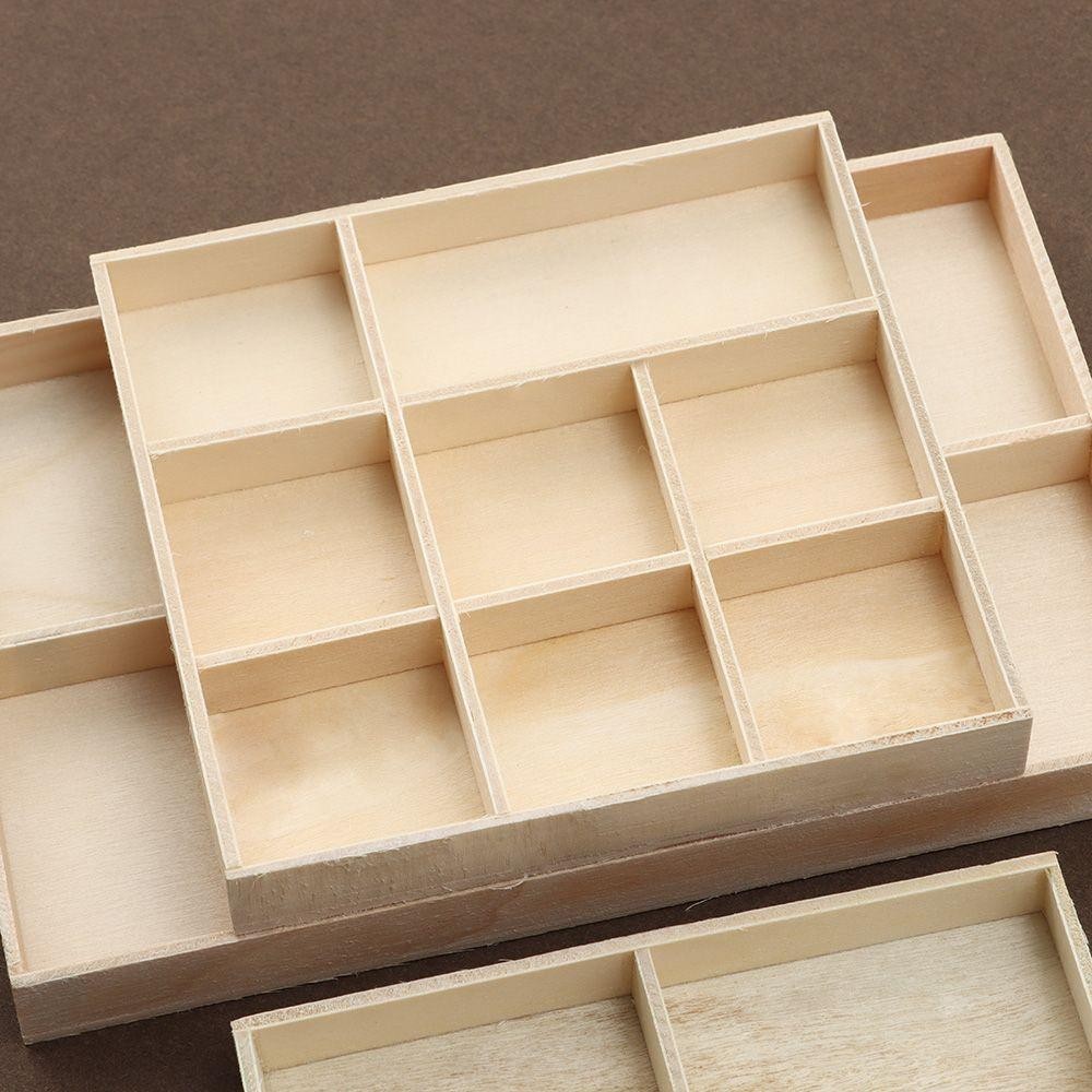 LY Multi Grid Storage Wooden Box Flowerpot Wood Tray Desktop Organizer ...