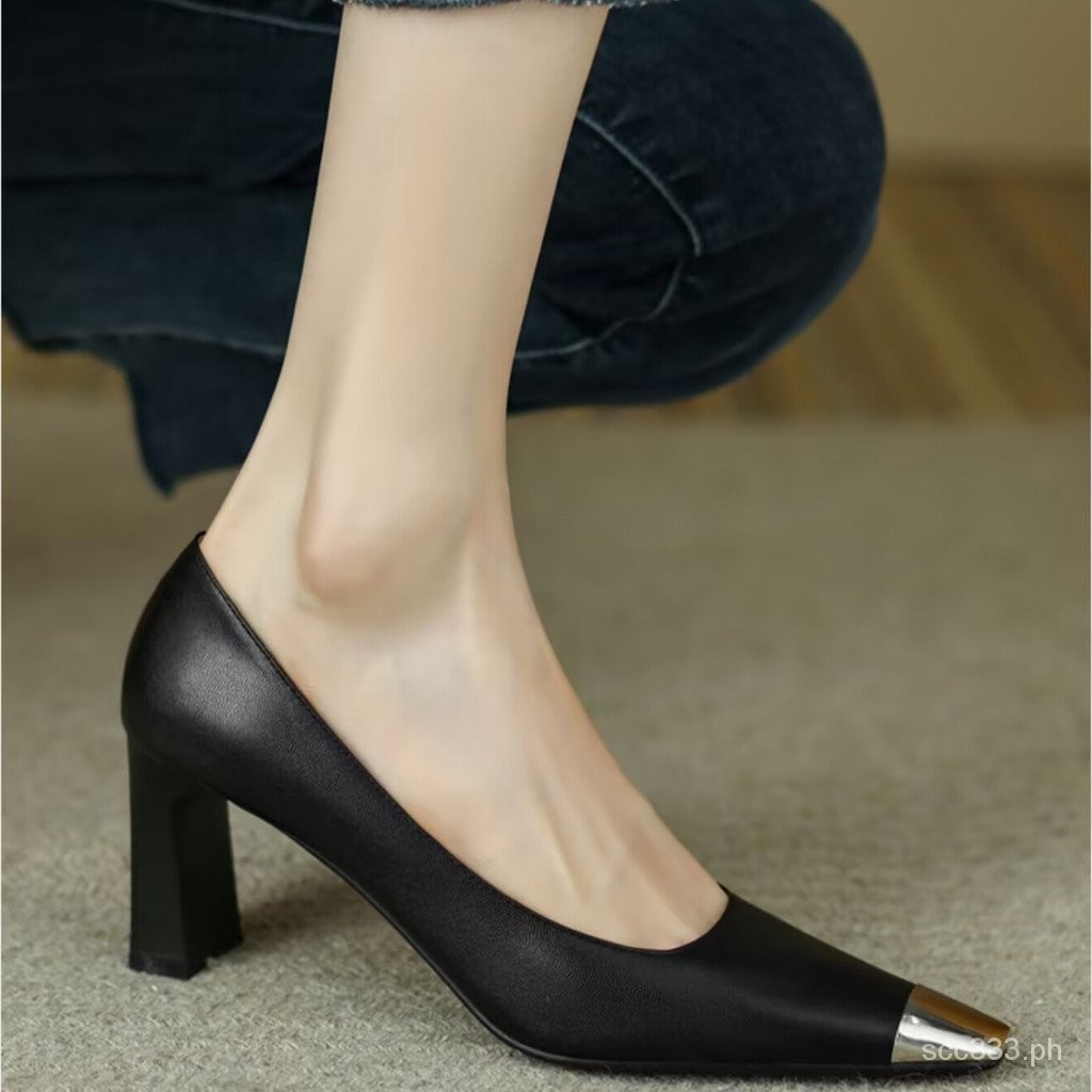 French Style Pumps Women's Stiletto Heel Niche Design Advanced Metal ...