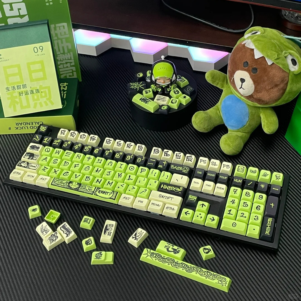 Green Graffi Keycap MDA Profile PBT Cyberpunk Abstract Style Dye ...
