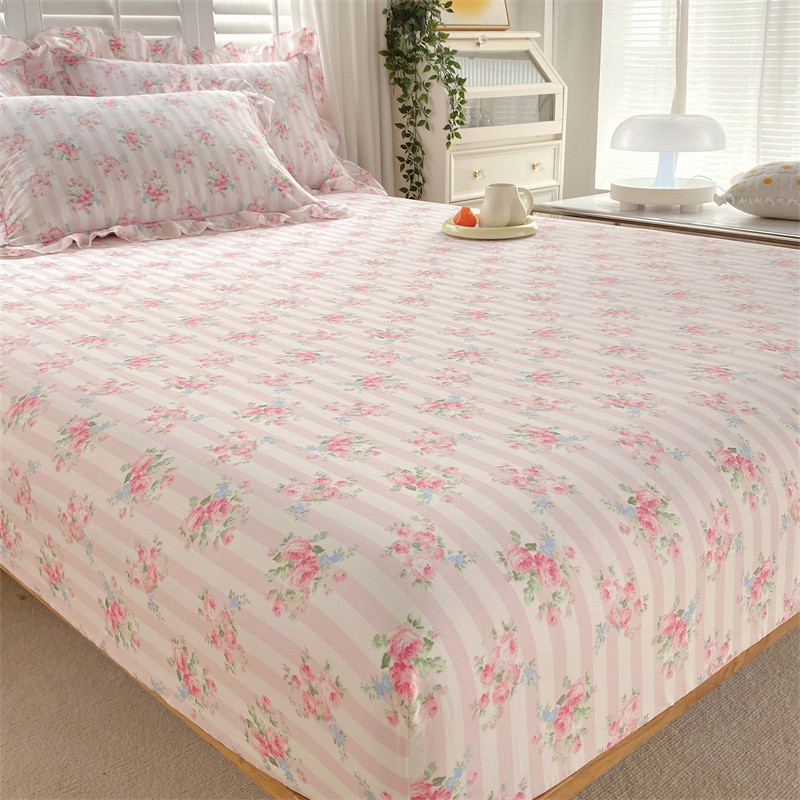 CADAR 1 PC 100% Cotton INS Style Floral Print Fitted Sheet Korean ...