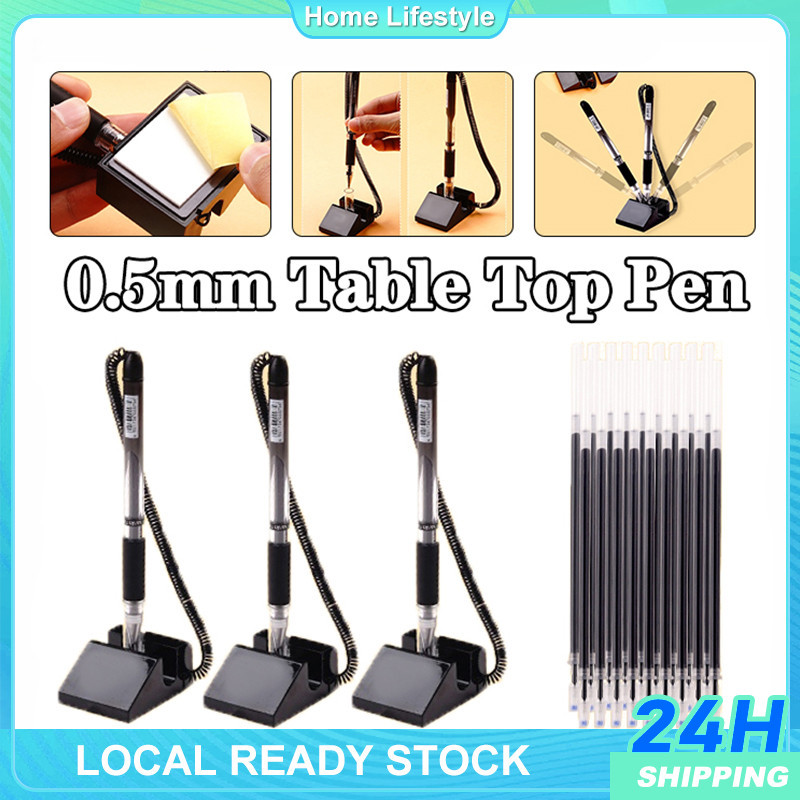 4PCS 0.5mm Desktop Pen Ballpen with Stand Black Counter Pen Office Bank ...