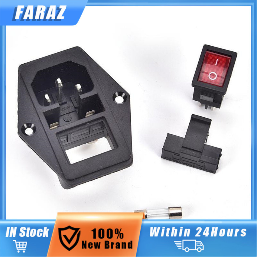 250V 10A 3Pin Male Power Socket AC01A With Fuse Switch IEC320 C14 Inlet ...