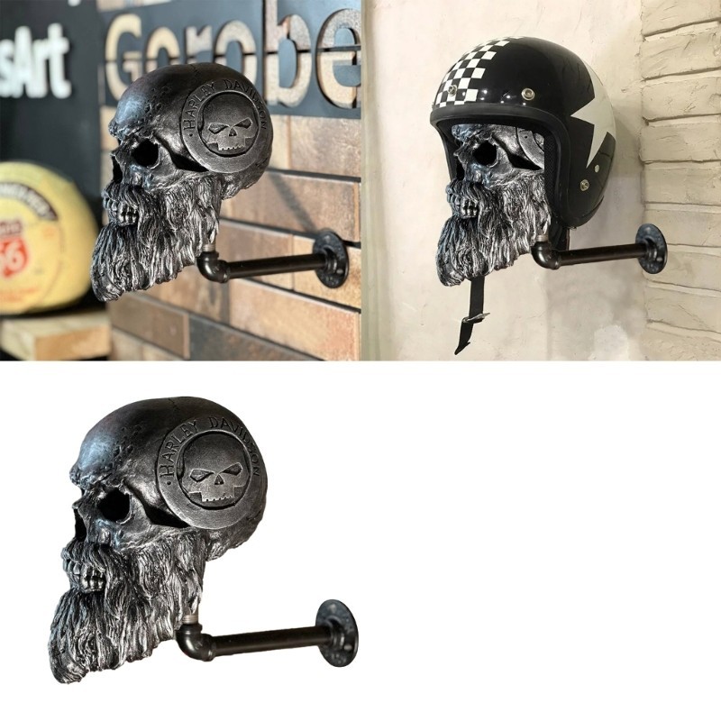 EDB* Helmet Holder Wall Mount Rack for Coat Skull Head Stand Helmet ...