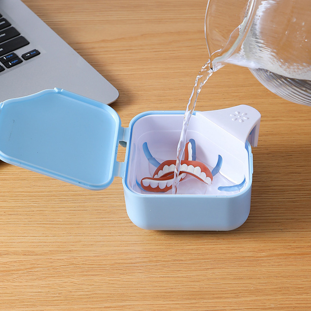 Denture Bath Box False Teeth Storage Box With Hanging Net Container ...