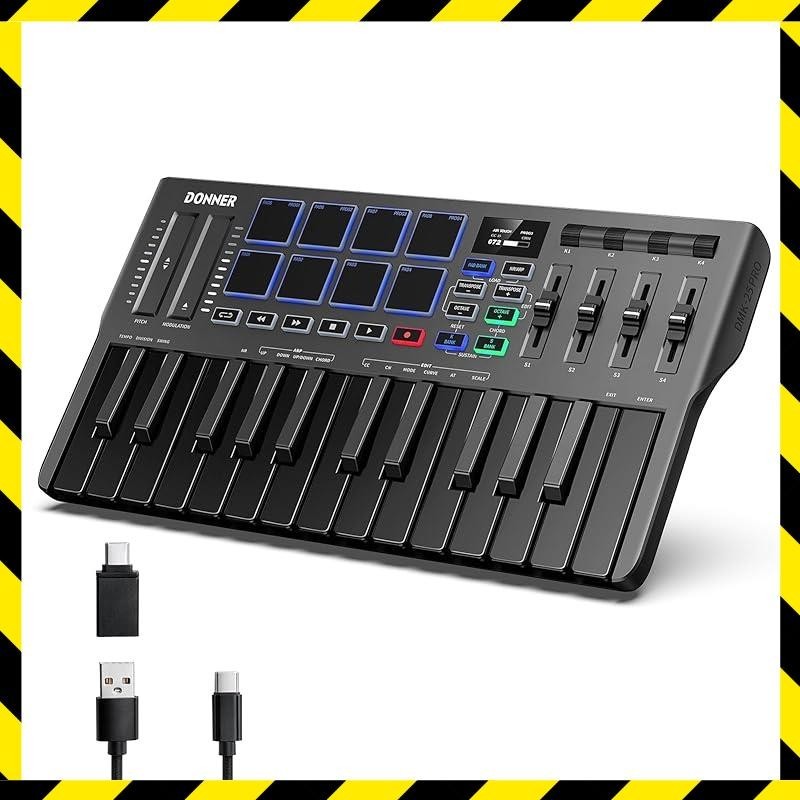 Donner USB MIDI Keyboard Controller 25 Key Velocity Sensitive Touch ...