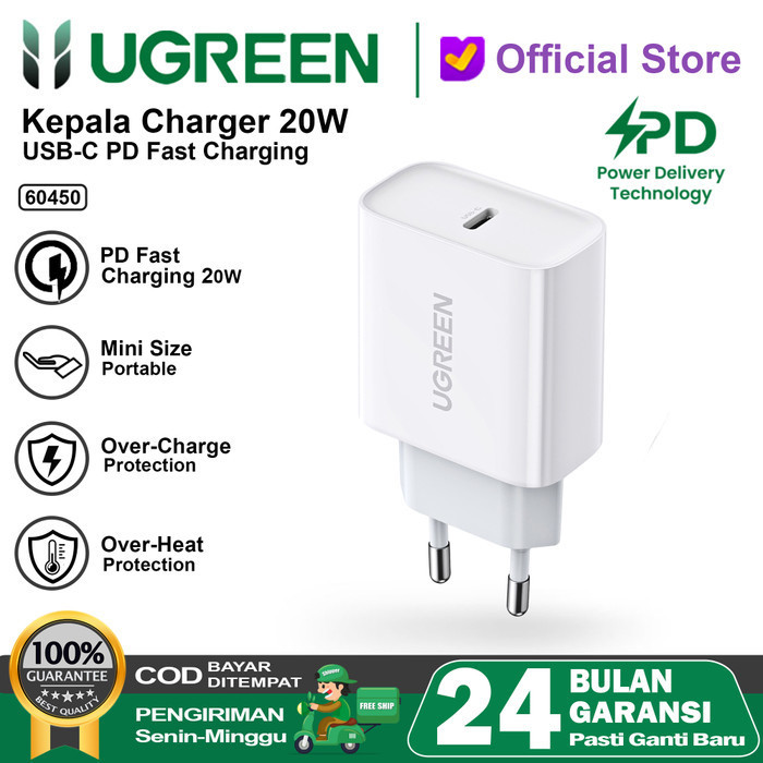 Ugreen Adapter Charger Type-CPD PD Fast Charging 20w/60450 WHITE BZT ...