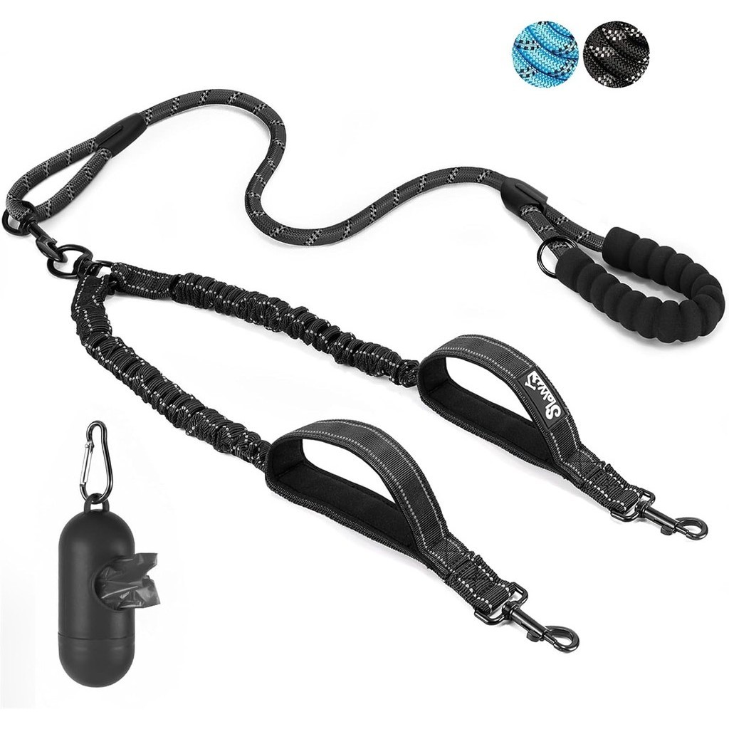 Double Dog Leash Does Not Knot360° Rotating Heavy Reflective Traction ...