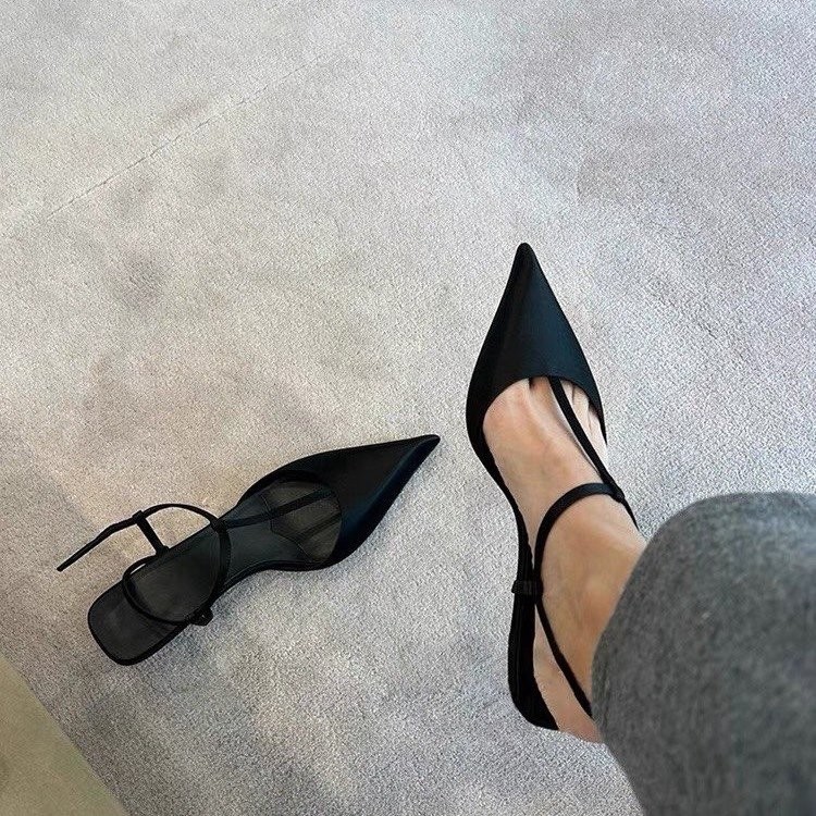 High Heel Women's Shoes Pointed Toe Triangle Heel Fashion Sandals Size ...