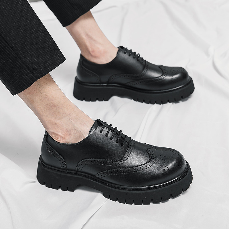 Men's Leather Shoes, Oversized Block Business Shoes, One Foot Fit ...