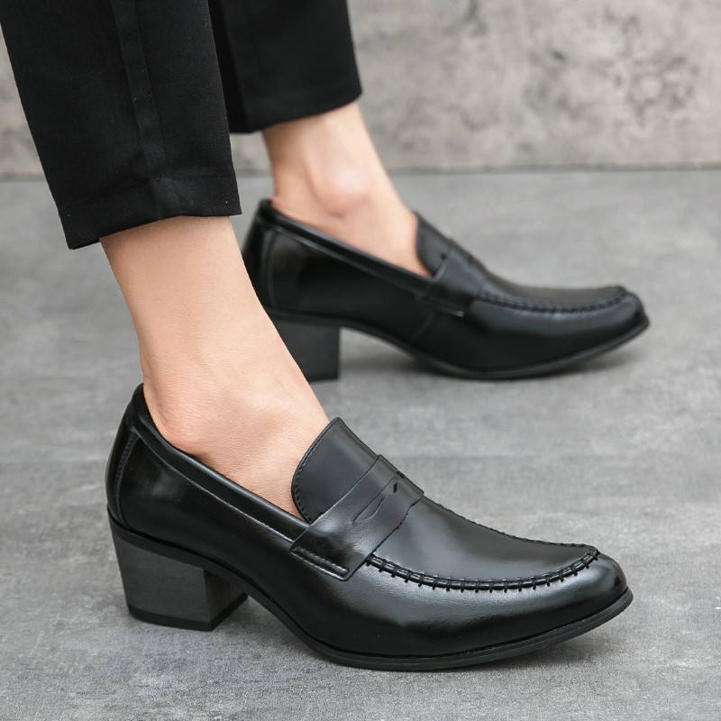 Men Shoes with heel High Heels Business Shoes 38-46 Formal Wedding Slip ...