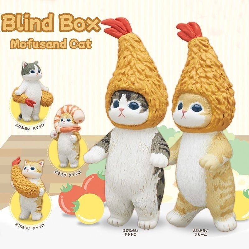 Blind Box Mofusand Cats Figures Fried Shrimp Shark Cats Handmade Blind ...