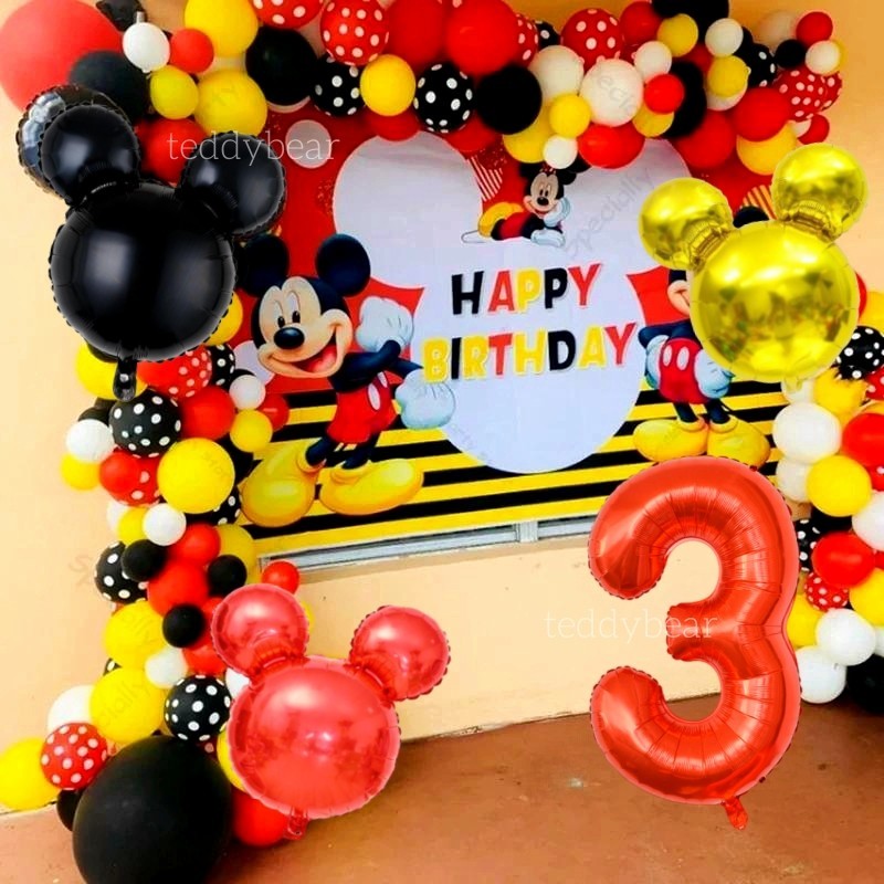 Mickey Mouse Theme Balloons Garland Arch Kit Mickey Mouse Head Foil ...
