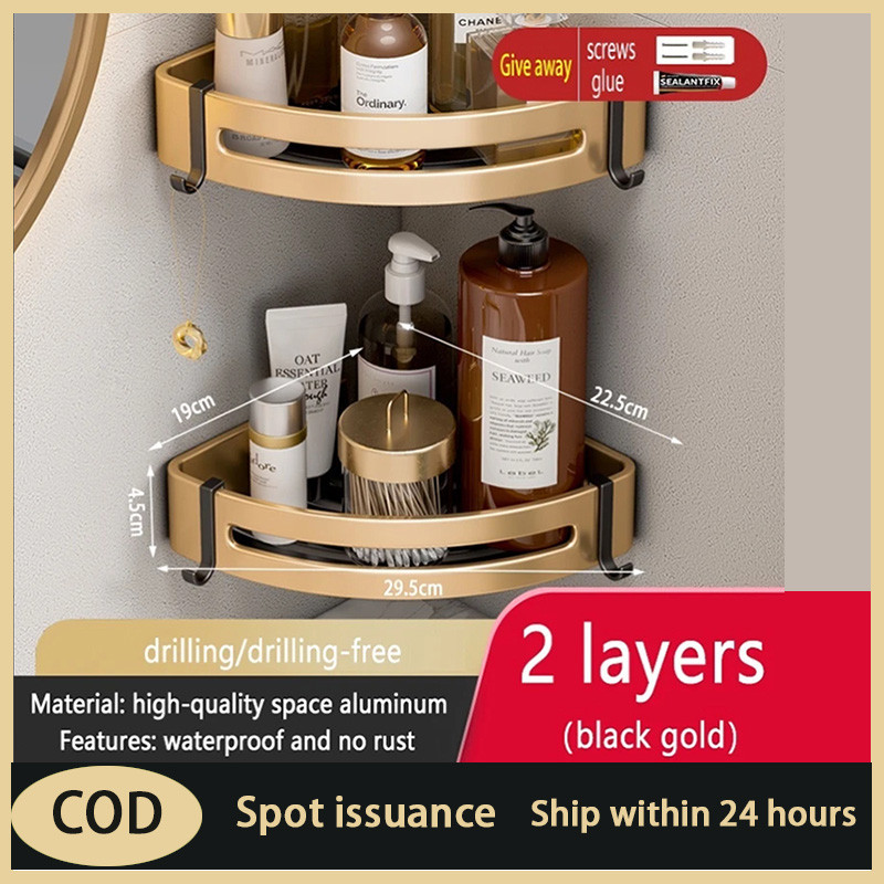 Non perforated bathroom shelf, washroom sink, toilet triangle storage ...