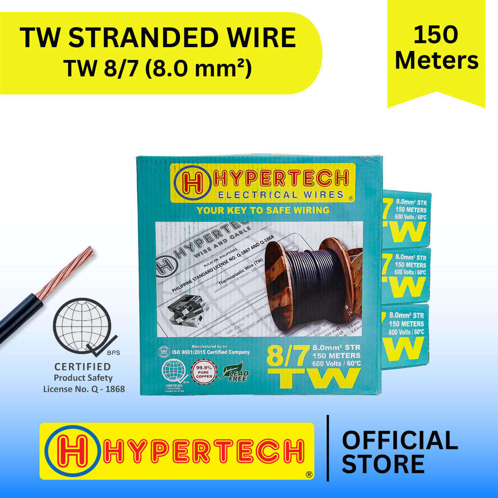 Hypertech TW Stranded Wire #8/7 - 150meters Electrical Wire Durable Copper Wiring Solutions 600V ...