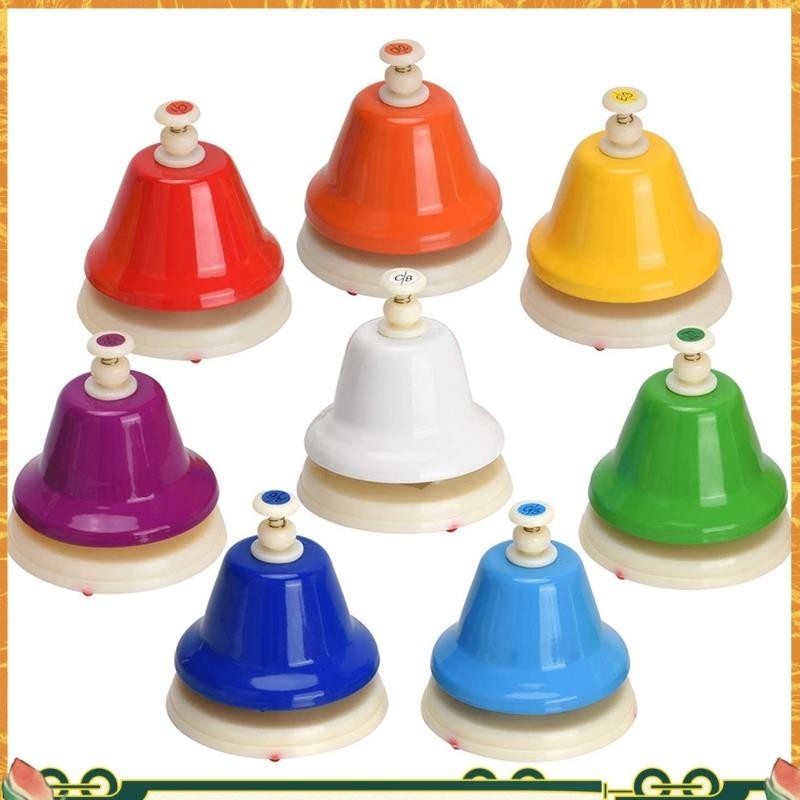 Desk Bells, 8 Notes Diatonic Metal Hand Bells, Rainbow Music Bells ...