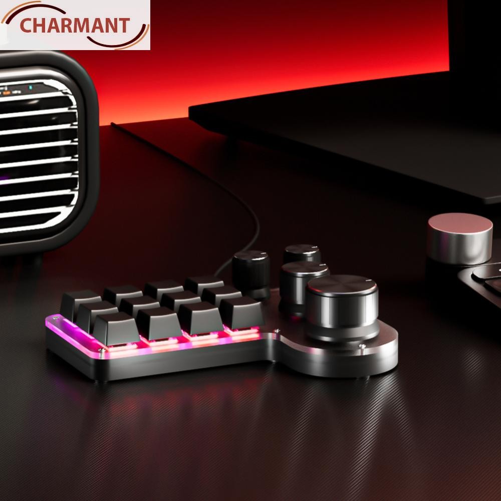 12 Keys 4 Knobs Programming Macro Keyboard RGB Mechanical Keypad ...