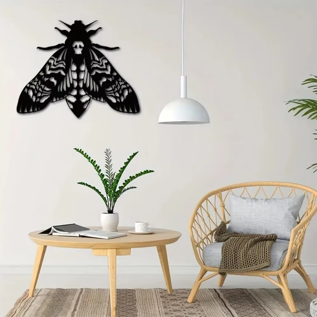 Metal Gothic Death Head Moth Art Wall Decor Moth Metal Art Metal Moth ...