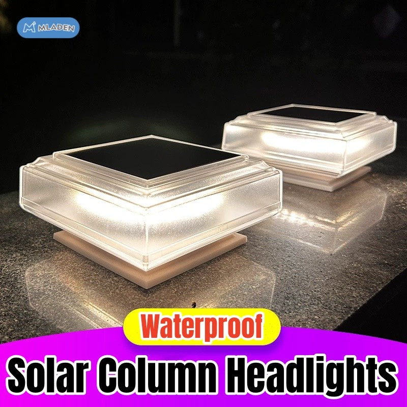 MLADEN Solar Column Headlights Outdoor Waterproof Courtyard Lights ...